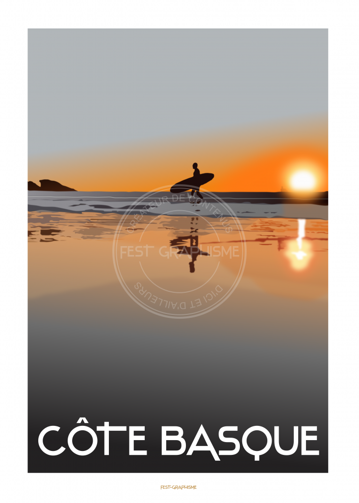 BIARRITZ Surf sur la Côte des Basques - Affiches du Pays Basque et d ...