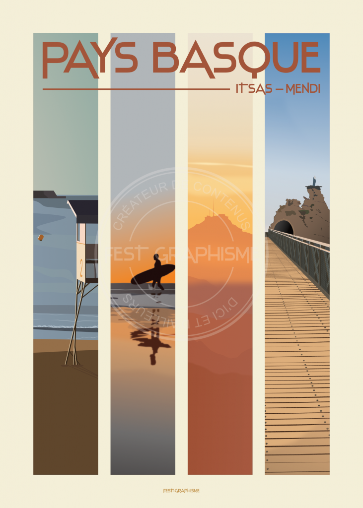Affiche Pays Basque-Côte Basque-Itsas Mendi-Affiche Vintage